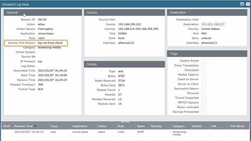 TCP Reset (RST) from Server: Palo Alto » Network Interview