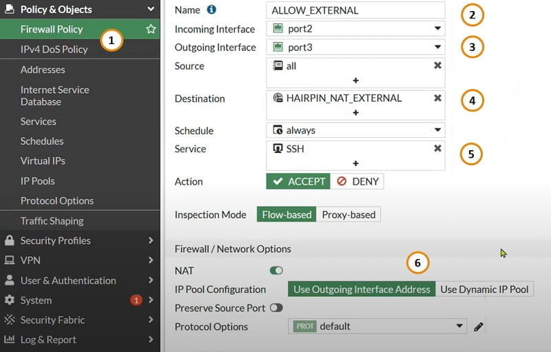 NAT Reflection: FortiGate Firewall » Network Interview