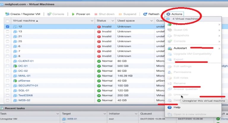 How to fix VMWare ESXi Virtual Machine 'Invalid Status' » Network Interview