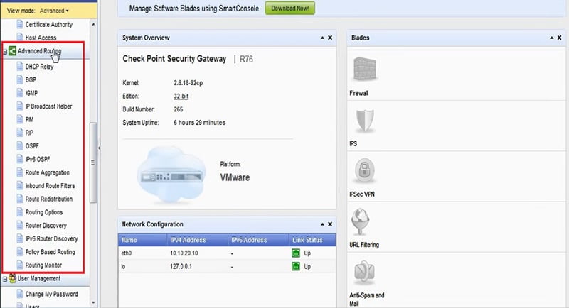 Check Point Routing: Gaia Portal » Network Interview